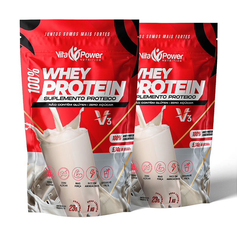 Combo Ganho Muscular Rápido - 2kg Whey Protein V3 – Vita Power